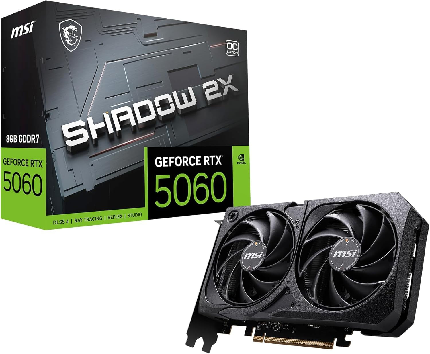 MSI Graphics Card 8GB GDDR7 28-bit 2535MHz NVIDIA RTX 5060 8G SHADOW 2 ...